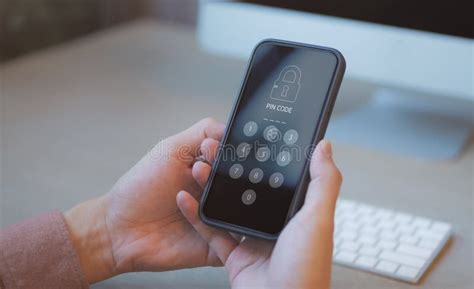 Device Secure Access Concept Businessman Accessing Smartphone With Pin