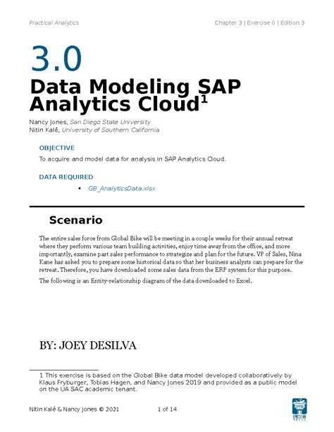3 0 Data Modeling In Sac 3 Data Modeling Sap Analytics Cloud 1 Nancy Jones San Diego State