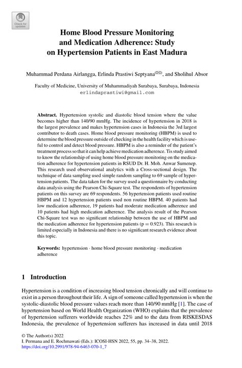 PDF Home Blood Pressure Monitoring And Medication Adherence Study On Hypertension Patients In