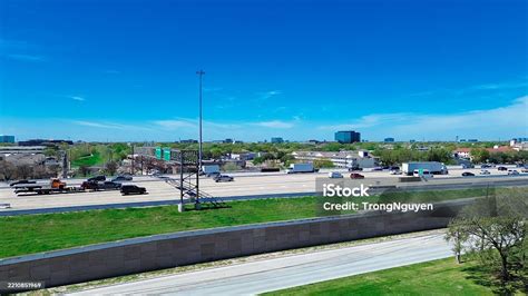 Closeup Electronic Toll Collection On Sam Houston Tollway With Busy