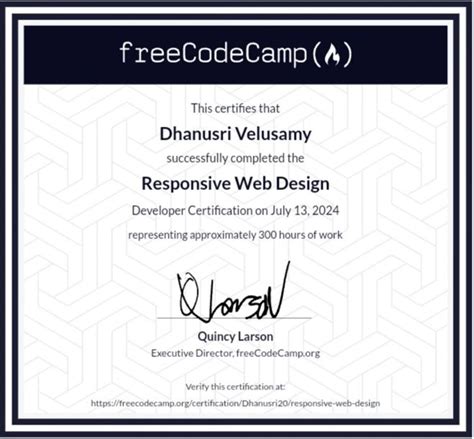 Dhanusri Velusamy On Linkedin Freecodecamp Responsivewebdesign Webdevelopment Coding Learning