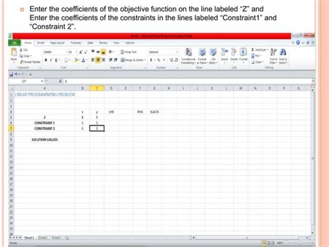 Solution Of A Simplex Problem Using Excel Pptx