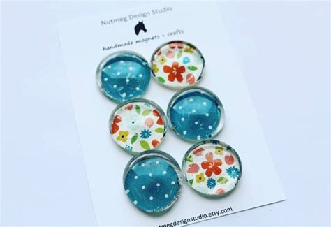 Blue Pyrex Floral Polka Dot Dual Pattern Set Of 6 Handmade Recycled