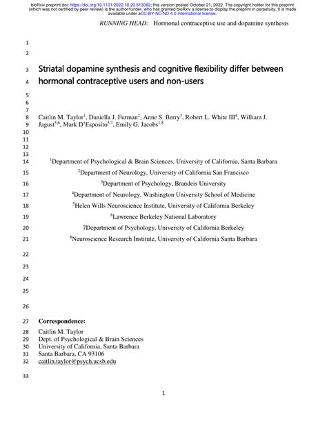 Pdf Striatal Dopamine Synthesis And Cognitive Flexibility Differ
