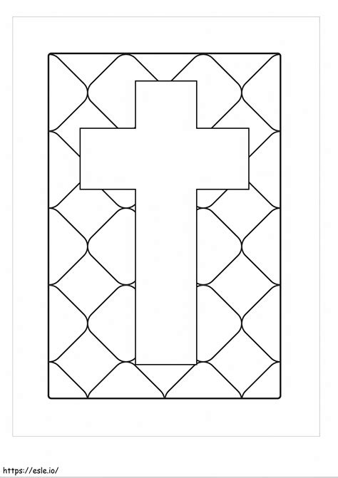 Stained Glass Cross Coloring Page