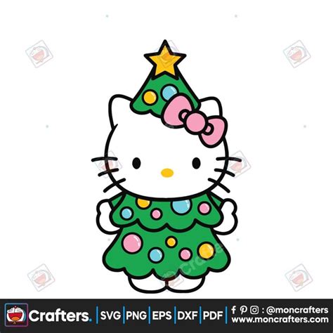 Funny Christmas Tree Hello Kitty Svg Instant Download Instant Download Hello Kitty Drawing
