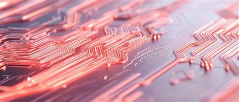 Electronic Circuit Close Up Red Light Reflecting Integrated System