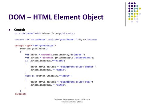Html Dom Pemrograman Web 1 Genap Tim Dosen Pemrograman Web Teknik