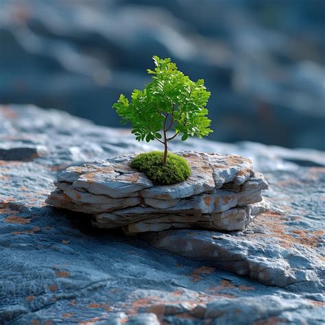 Premium Photo A Small Tree Growing On A Rock