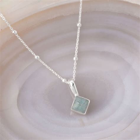 Aquamarine March Birthstone Necklace Sterling Silver By Nellou Jewellery