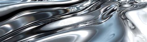 Abstract Fluid Metallic Surface with Reflective Silver Waves Creating a Textured and Dynamic ...