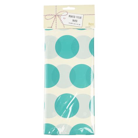 tissue Paper 10 Sheets Spotlight Turquoise On White ﻿rex London