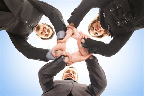 A Group Handshake Between Three Business Persons Stock Image Image Of