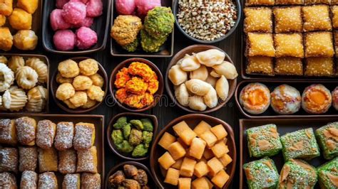 Assortment Of Traditional Indian Sweets And Savory Snacks For Dussehra
