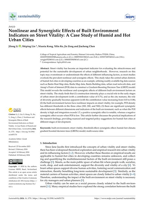 Pdf Nonlinear And Synergistic Effects Of Built Environment Indicators