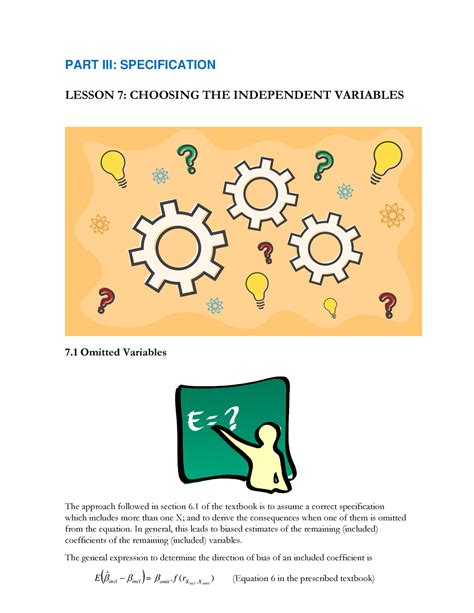 Lesson 7 Choosing The Independent Variables Part Iii Specification