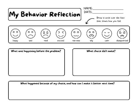 Behavior Reflection Sheet Elementary Students By Counselor Mel