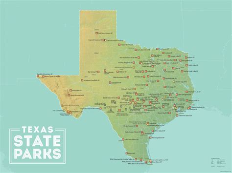 Texas State Parks Map 18x24 Poster Best Maps Ever