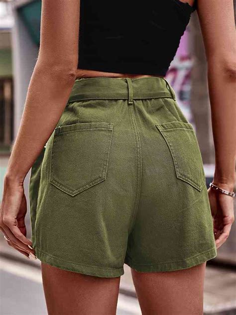 High Waist Denim Cargo Shorts Anchor Blue Jeans