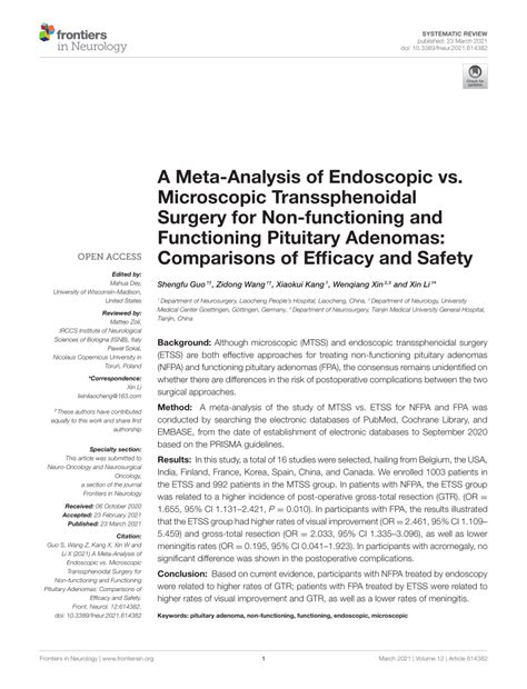 Pdf A Meta Analysis Of Endoscopic Vs Microscopic Transsphenoidal