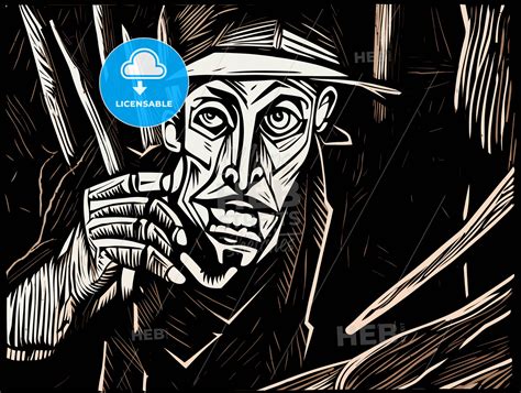 Pinocchio Expressionist Woodcut Hebstreits