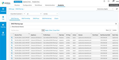 Apply Log Export Functionality Versa Networks