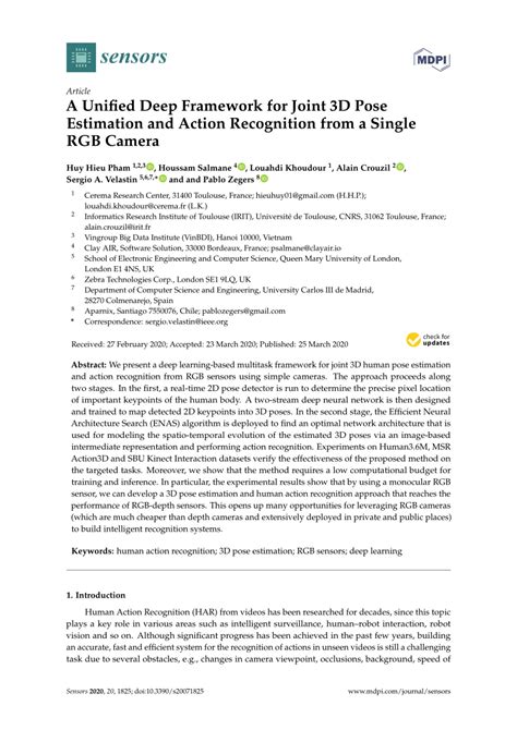 pdf a unified deep framework for joint 3d pose estimation and action