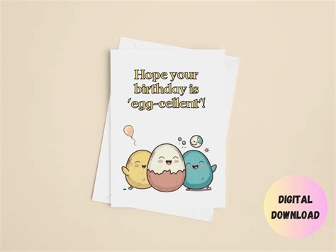 Egg Birthday Card Printable Birthday Card Birthday Card Puns 5x7