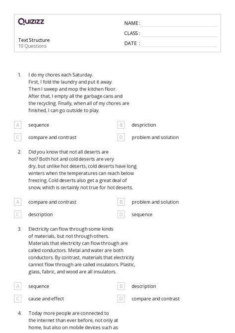 50 Analyzing Text Structure Worksheets For 5th Class On Quizizz Free