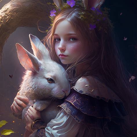 Bunny Girl Hug Rabbit Fantasy Wallpaperpfp By Hatoroakashi2k22 On