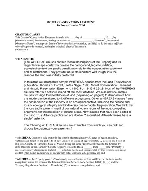 Model Conservation Easement