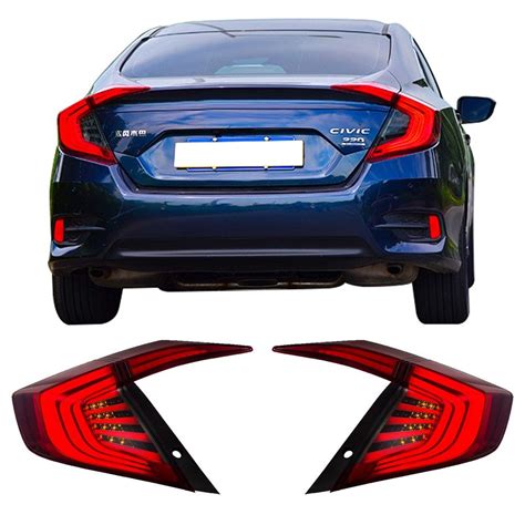 2016 2018 Honda Civic Sedan Red Tail Lights Turn Lights Side Corner