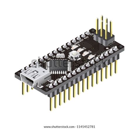 Iot Microcontroller Nano Electronic Board Isometric Stock Vector