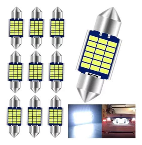 25 Foco Fusible Led 31mm C5w 6411 Luces Para Autos Interior Hb4 Plateado Mercadolibre