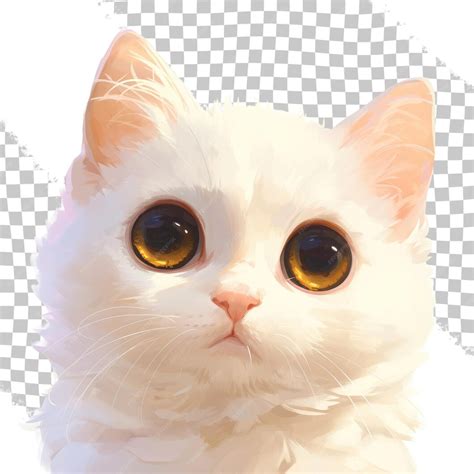 Premium Psd A White Cat With Yellow Eyes And A Black And White Face