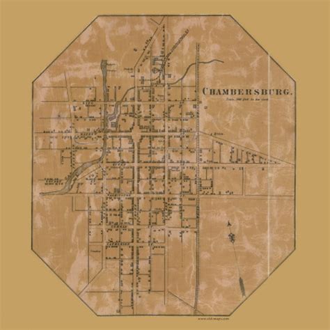 Chambersburg Guilford Township Pennsylvania 1858 Old Town Map Custom