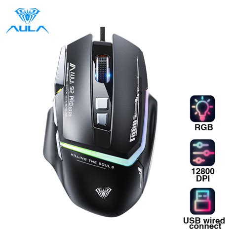 Aula S12 Pro Gaming Mouse Up To 4800 Dpi With 7 Customized Marco Keys