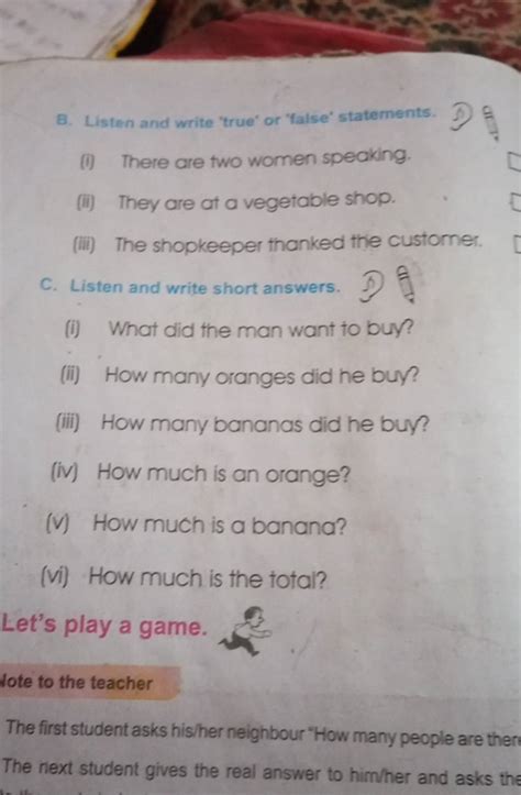 Listen And Write True Or False Statements Filo