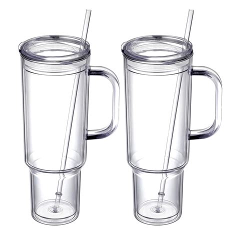 Smlixe 40 Oz Plastic Tumbler With Handle And Straw Lidclear Tumbler