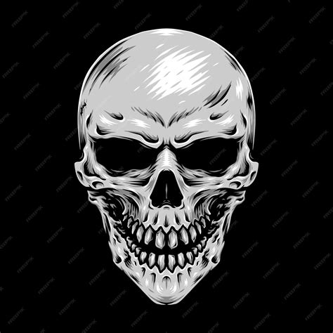 Premium Vector Vintage Grayscale Human Skull Design