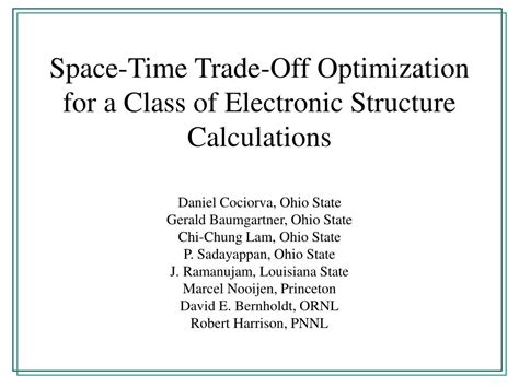 Ppt Space Time Trade Off Optimization For A Class Of Electronic
