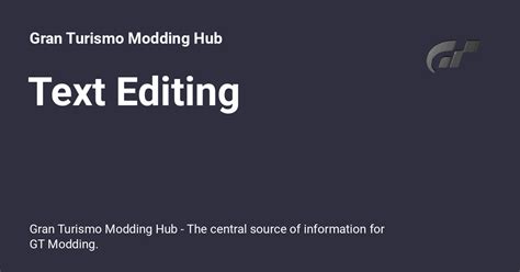 Text Editing Gran Turismo Modding Hub