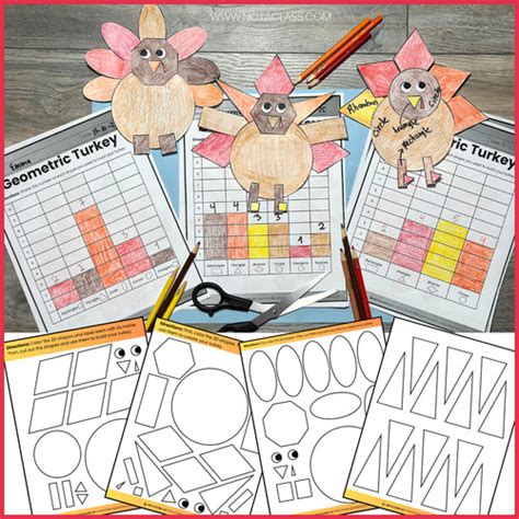 Build Your Thanksgiving Geometric Turkey Math Centers November Math