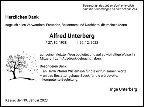 Traueranzeigen Von Alfred Unterberg Trauer Hna De
