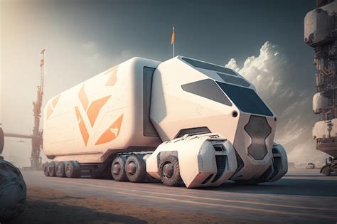 Premium Ai Image Concept Of Future Futuristic Cargo Truck With