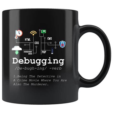 Debugging Definition Black Funny Programmer Ceramic Coffee Mug 11 Oz