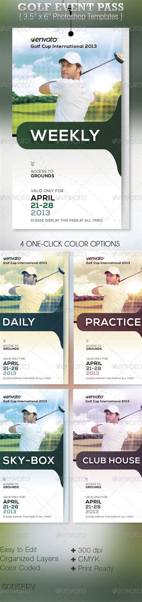 Golf Event Pass Template By Godserv Graphicriver
