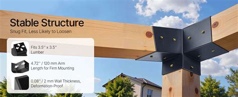 Vevor Pergola Kit 4x4 Inch 3 Way Slanted Bracket For 3