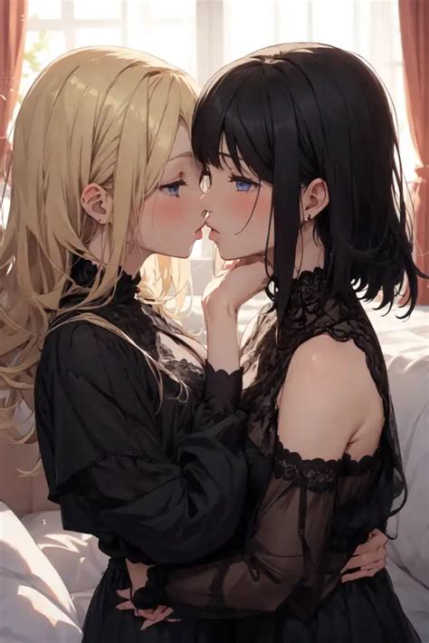 Lez Anime Kiss Bed