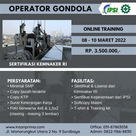 Operator Gondola Terbaik Wa 0822 1166 8830 Pusat Pelatihan K3